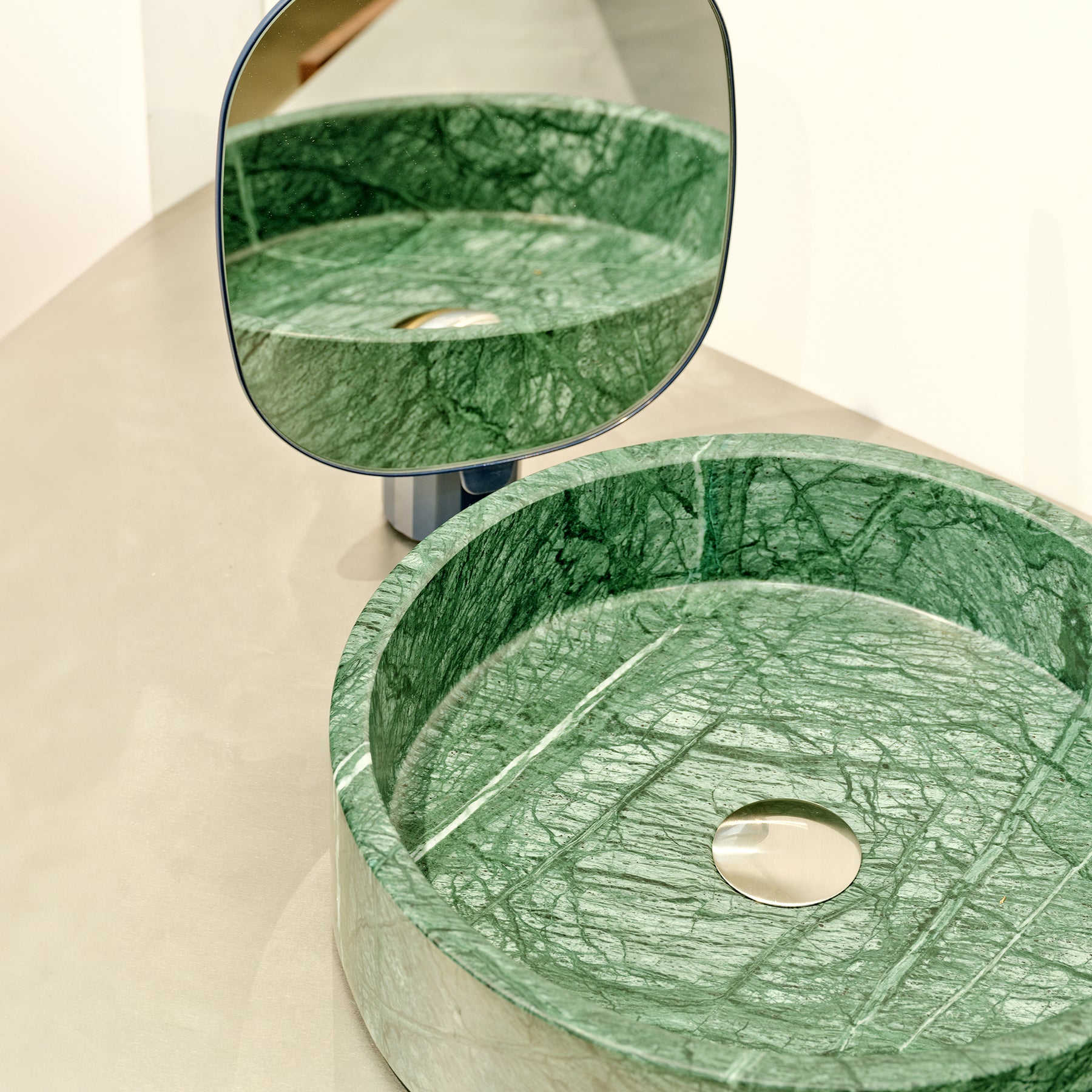 Natuursteen Waskom Perla Indian Green – Rond | Houtmerk