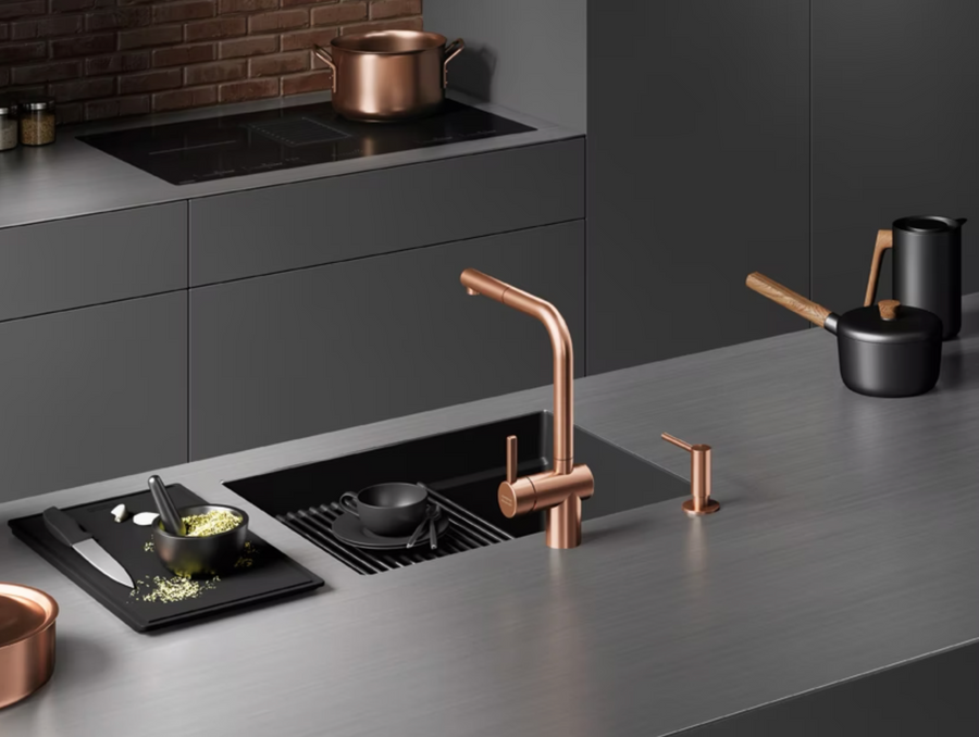 Inox Keukenblad - Strak Roestvast staal en RVS spoelbak | Houtmerk