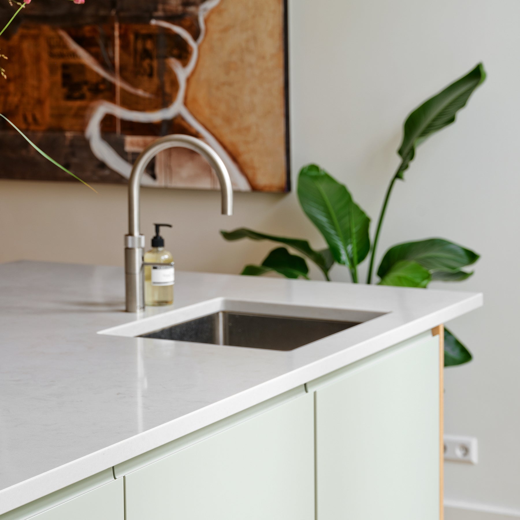 Houtmerk - Caesarstone London Grey keukenblad - Maatwerk werkblad comp